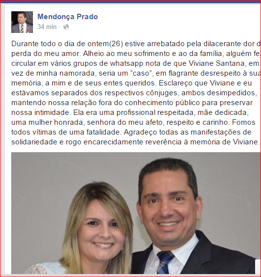Respeitem Mendonça Prado, Viviane, familiares e amigos, pede jornalista ...